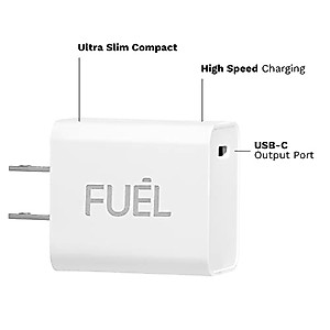 Fuel USB C Wall Charger - 20W - UL Listed, Durable, Compact PD iPhone Charger Fast Charging for iPhone 14 Pro Max/ 13 Pro Max/ 12 Pro Max/ 11/ S23 Ultra/Pixel 7/ iPad Pro (Cable Not Included) - White