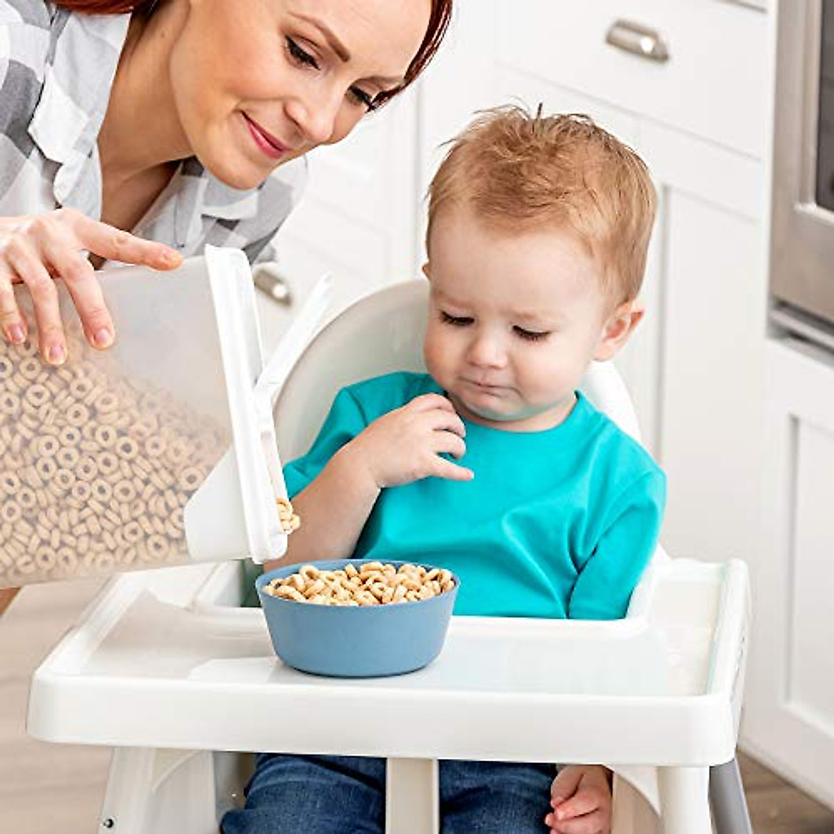WeeSprout Bamboo Kids Bowls, Set of Four 10 oz Kid-Sized Bamboo Bowls, Dishwasher Safe Kid Bowls (Blue, Green, Gray, & Beige)