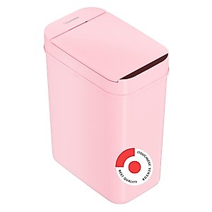 iTouchless 3 Gallon Pink Sensor Bathroom Trash Can, 10 Liter Slim Small Automatic Touchless Garbage Bin with Lid, Smart Narrow Motion Commercial Control Waste Basket for Office, Bedroom