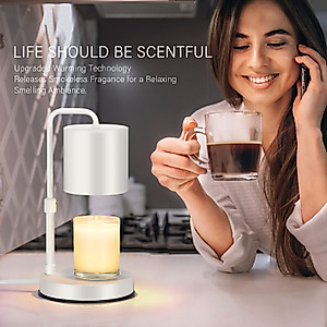 zukakii Candle Warmer Lamp Adjustable Height Dimmable Candle Lamp Warmer with Timer Compatible with Large Jar Candles No Flame Scented Candle Wax Warmer with 2 Bulbs White