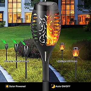 DIKAIDA 10Pack Solar Torch Light Flickering Flame,Solar Outdoor Light IP65 Waterproof, Christmas Decorations Upgraded Solar Powered Pathway Lights Landscape Lanterns Auto On/Off for Garden,Patio,Yard
