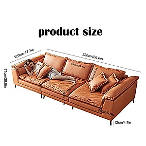 Sofa Couch Living Room Sofa with Cozy Throw Pillows Breathable Fabric Sofa Couch Carbon Steel Support Legs 2 Layers Soft Cushions Spacious Large Sofa for Living Room Office