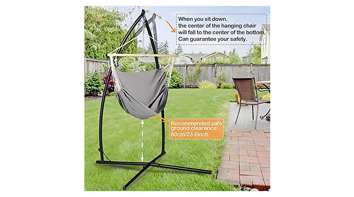 LAZZO Hanging Lounge Chair with Stand - Indoor & Outdoor Swing Seat