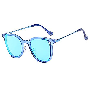 Polarized Sunglasses Retro Personality Sunglasses Men and Women Tide Fashion Color Lens Sunglasses (Pink Frame Barbie Pink Lens)