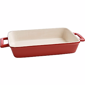 Mrs. Anderson’s Baking Oblong Rectangular Baking Dish Roasting Lasagna Pan with Handles, Ceramic, Rose, 13-In x 9-In x 2.5-In