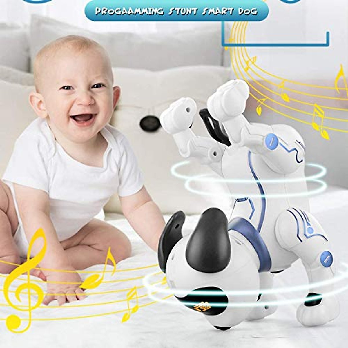 Remote Control Dog, Robot Toys for Kids, RC Robotic Stunt Puppy Voice Control Toys, Remote Control Dancing Programmable Robot Dog Smart RC Robot with Sound Interactive Gift for 6+ Ages Boys and Girls