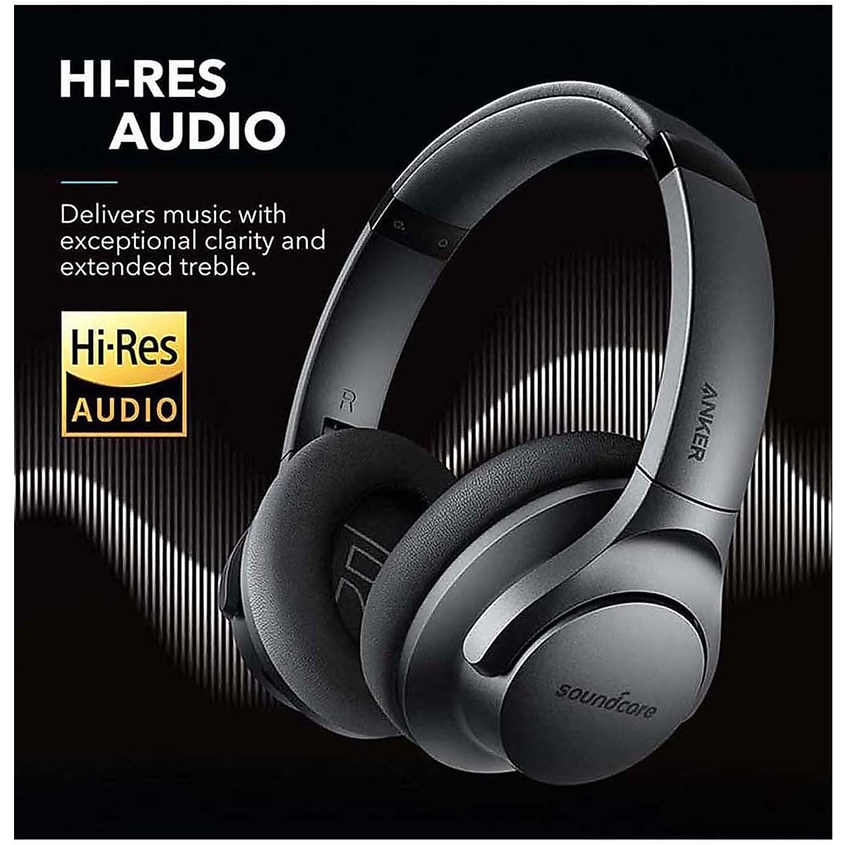 Anker Soundcore Life Q20 Hybrid Active Noise Cancelling Headphones, Wireless Over Ear Bluetooth Headphones with 40H Playtime, Hi-Res Audio, Deep Bass, Memory Foam Ear Cups and Headband (Renewed)