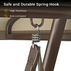 EAST OAK 3-Person Outdoor Patio Swing Chair with Adjustable Canopy, Porch Swing with Comfortable and Breathable Seats, Outdoor Swing Chairs for Garden, Balcony, Backyard, Chestnut Brown