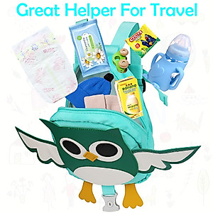Yuepin Backpack Leash for Toddlers + Anti Lost Wrist Link, Owl Kids Backpack Harness with Leash for 1-5 Years Old Boys and Girls Christmas Gift (Owl Blue)