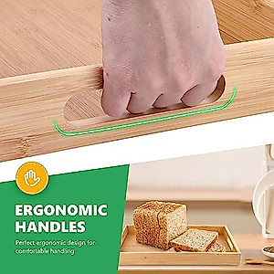 Sgigiul Bamboo Dinner Food Trays for Eating On Couch Party Platters for Serving Food Decorative Tray for Kitchen Counter Rectangle(15.74" Lx11.2”W and 14.76”Lx10.23”W)