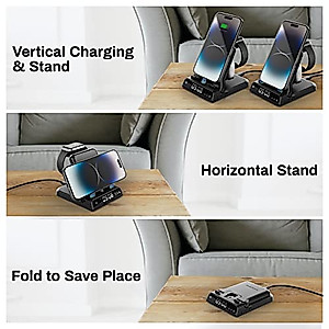 SwanScout Fast Charging Station for Apple Devices, 25W 3 in 1 Charging Station Compatible with Apple Watch Series 8/7/6/5/4, for iPhone 14/13/12/11 Series/XS/SE/8/7/6 & Air pods Pro 2/Pro/3/2