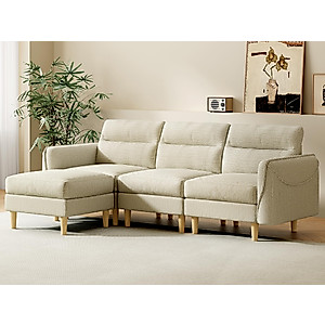 Wimarsbon Convertible Modular Sectional Sofa Couch 4 Seats Modular Sofa with Storage Ottomans Modern Modular Sofa Set for Living Room Lounge