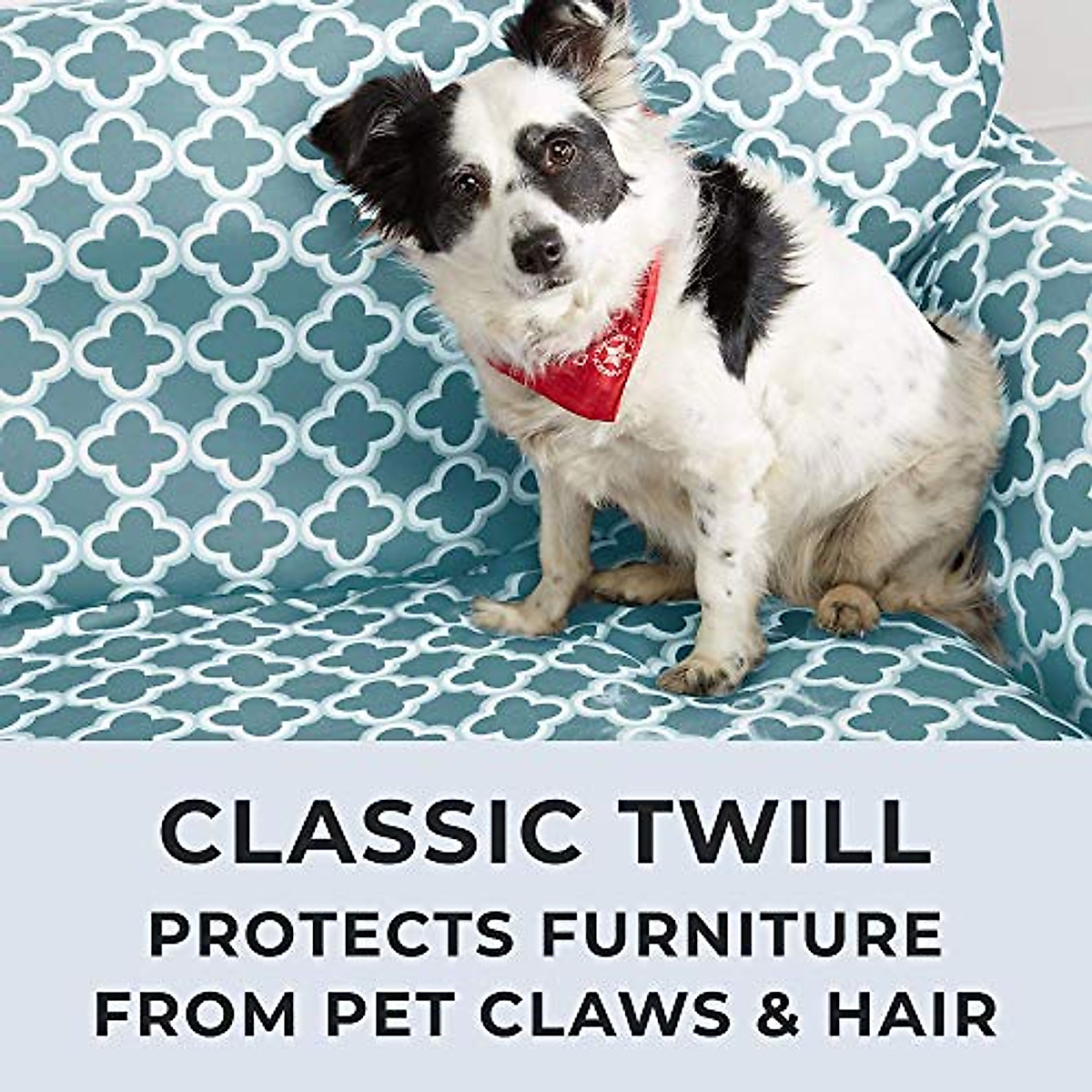 Great Bay Home Printed Twill Recliner Slipcover. One Piece Stretch Recliner Cover. Strapless Recliner Cover for Living Room. Fallon Collection Slipcover. (Recliner, Smoke Blue)