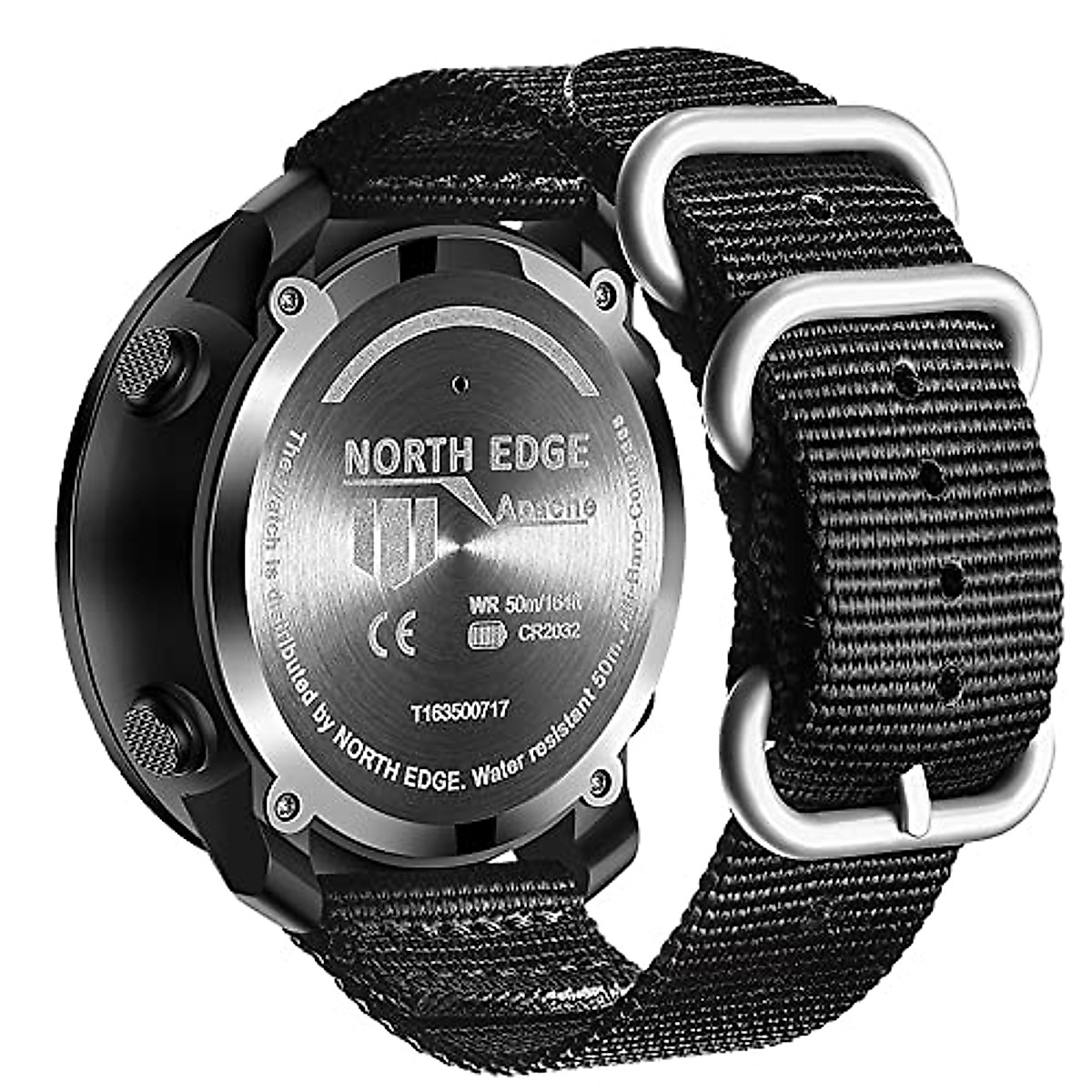 NORTH EDGE Apache Tactical Watches - Digital Outdoor Sports Survival Military Watches for Men, Compass, Rock Solid, Durable Nylon Band, Steps Tracker, Pedometer Calories
