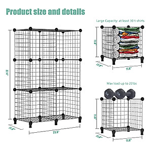 FUNLAX Shelf, 6 Cube Storage, Metal Closet Organizer, Bathroom Book Shelf, 22 lbs Capacity per Cube