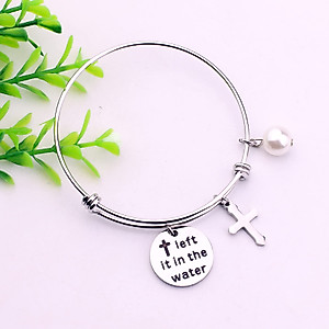 Left it in the Water Adult Baptism Gift Christian Religious Bracelet Jewelry Confirmation Gift(Bracelet) Silver