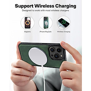 OCASE for iPhone 15 Pro Max Case Detachable Wallet Case with Card Holder, [2 in 1] PU Leather Flip Folio Case with RFID Blocking Stand Shockproof Phone Cover 6.7 Inch, Blackish Green