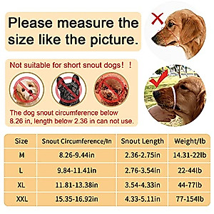 Dog Muzzle for Large Dogs, Dog Muzzles for Biting, Breathable Adjustable Basket Muzzle Comfortable for German Shepherd, Australian Shepherd, Golden Retriever, Labrador Retrieve-XL