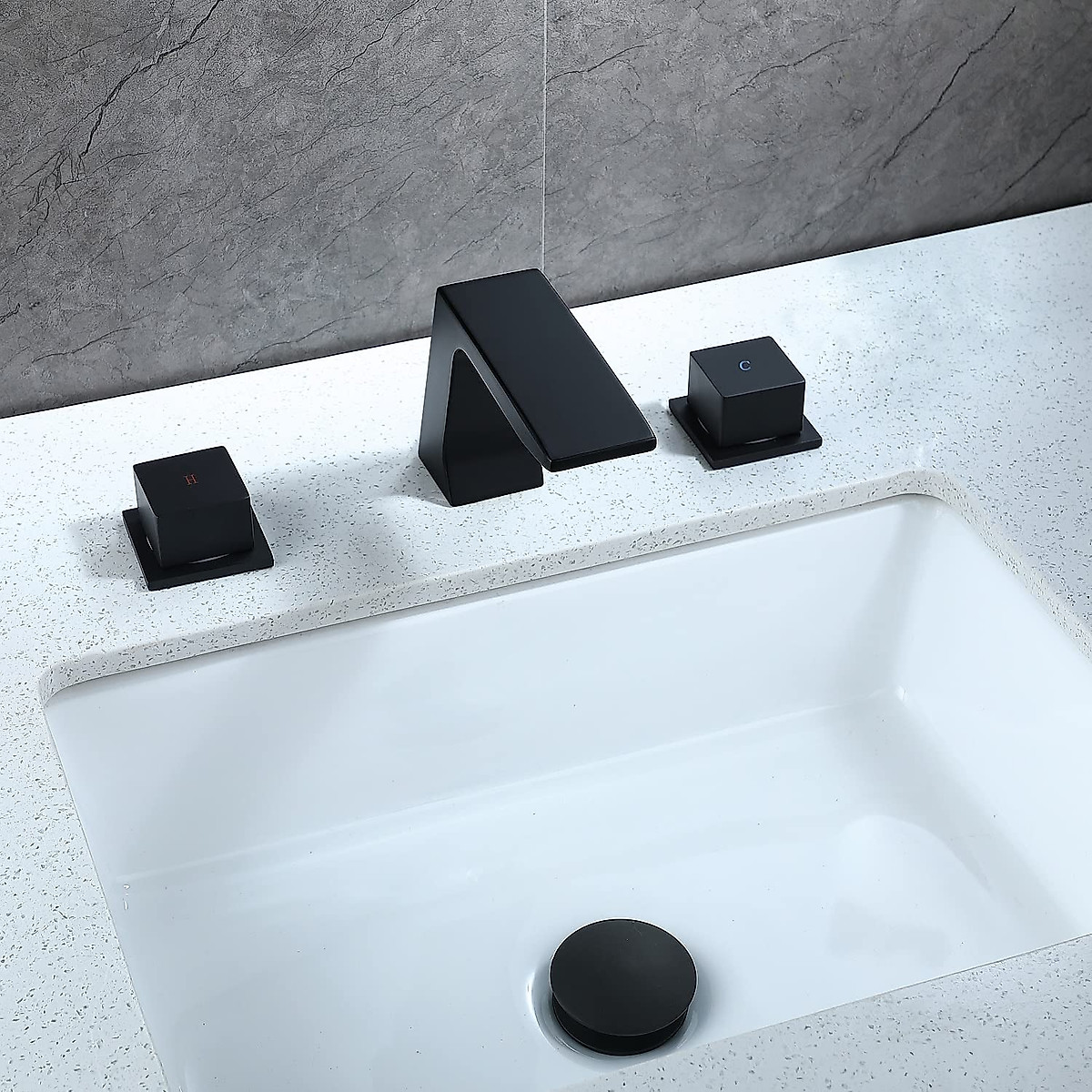 JOYWELL Pop Up Drain Matte Black Bathtoom Sink Drain Without Overflow Brass Bathtoom Sink Stopper with Anti Clog Filter