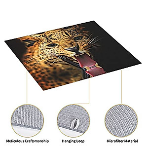 Leopard Printed Drying Mat For Kitchen Ultra Absorbent Microfiber Dishes Drainer Mats Non-Slip Silicone Quick Dry Pad - 18 X 16inch