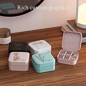 ALBK Personalized Gifts for Women - Personalized Travel Jewelry Box for Girls, Custom Small Travel Jewelry Case, Bridesmaid Proposal Gifts, Mini Jewelry Box, Gifts for Birthday Wedding Christmas