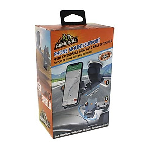 Armor All Phone Mount/Support with Extendable Arm,360 Rotation,Compatible with Smartphones iPhone,Samsung,HTC