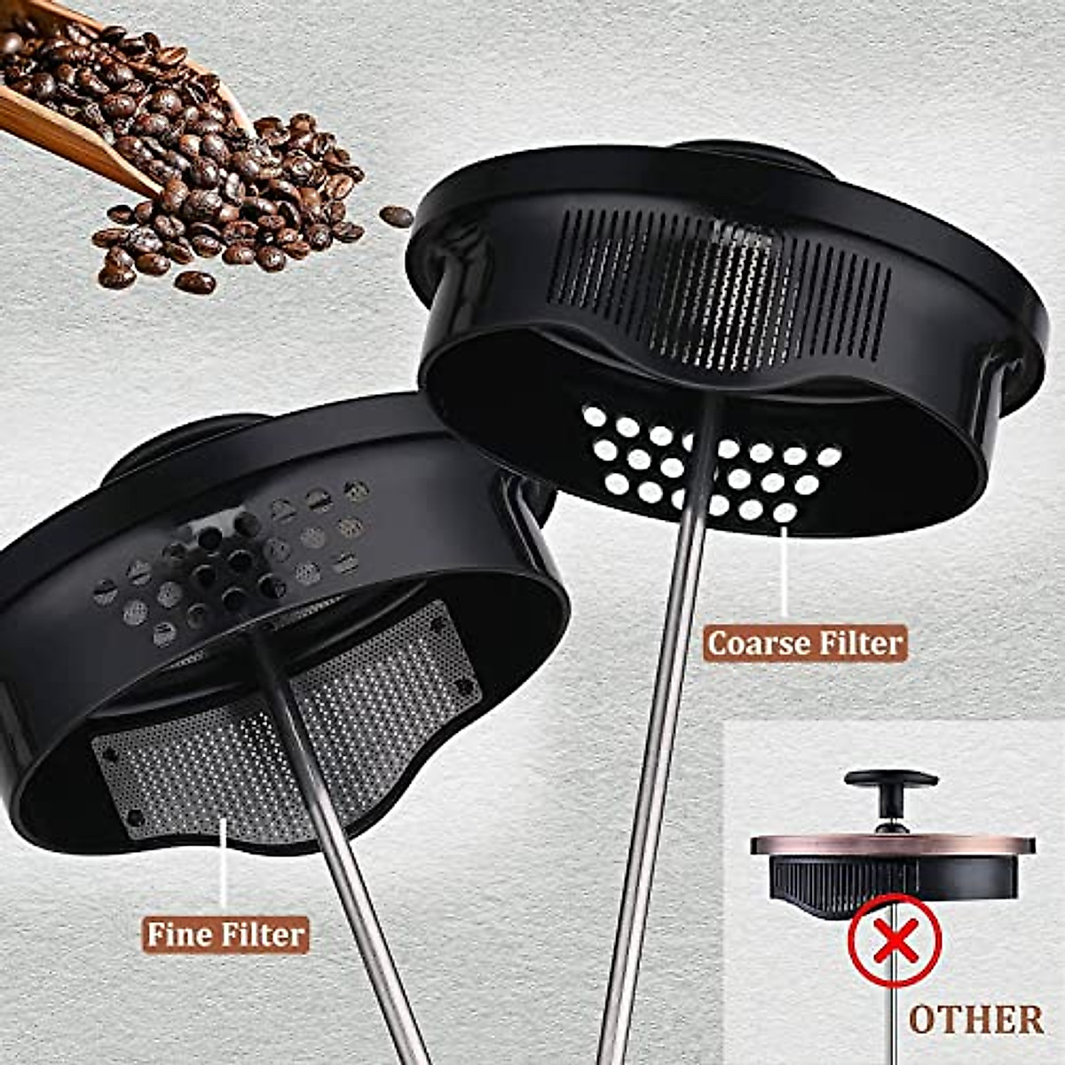 SDFGH Best French Press Coffee Maker 34oz, Coffee French Press,Coffee & Tea Pot,5 Layers Of Filter Element ,Two-way Water Ou