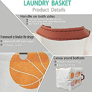 BOOHIT Square Storage Box Basket,Canvas Fabric Toy Collapsible Storage Organizer Bin,PE Waterproof Storage Box,Laundry Basket for Kid Rooms,Playroom,Shelves,Toy Basket,Gift Basket(Basketball)