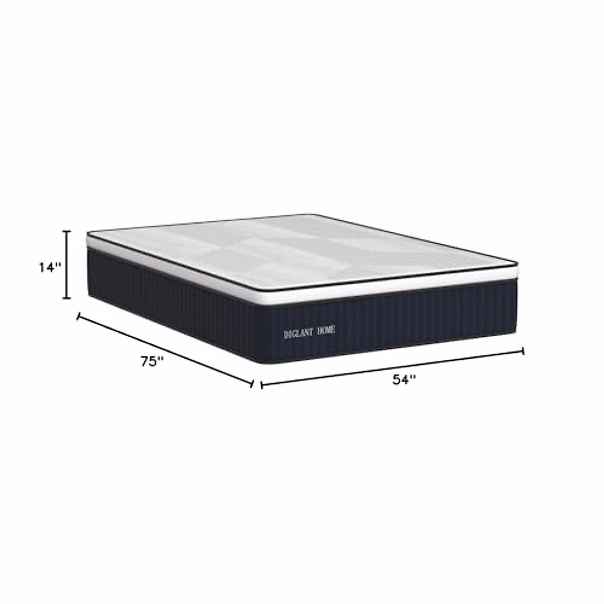 Full Mattress, DIGLANT 14 Inch Hybrid Mattress, Medium Plush Feel Memory Foam Euro Top Mattress in a Box and Pocket Springs, CertiPUR-US Certified, Balance Support & Pain-Relief Full Size Mattress