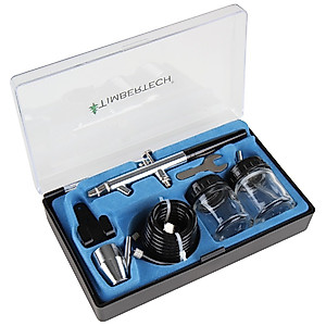 Timbertech Airbrush Kit With Compressor ABPST06 With 2 Basic Airbrushes for Hobby, Body Tattoo, Model Painting, Automotive Graphic, Make-up (110-120V)