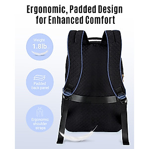 LIGHT FLIGHT Laptop Backpack for Women Laptop Backpacks for 15.6” Notebook Casual Computer Bag Stylish Stitch Pattern Daypack for Work Travel Business College Large Black