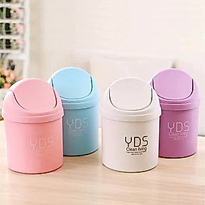 tbpersicwT Trash Can Creative Desktop Mini Trash Can Covered Kitchen Living Room Desk Trash Box Pink