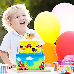 BIEUFBJI Transportation Cupcake Toppers 30 Pack Car Truck Train Airplane Ship Party Cake Toppers Picks for Kids Birthday Baby Shower Party Decorations Supplies