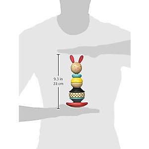 Petit Collage Modern Bunny Wooden Stacking Toy – Solid Wooden Stacking Rings for Kids, Activity Toys Designed with Safe Materials – Active Toy for Babies and Toddlers 12+ Months