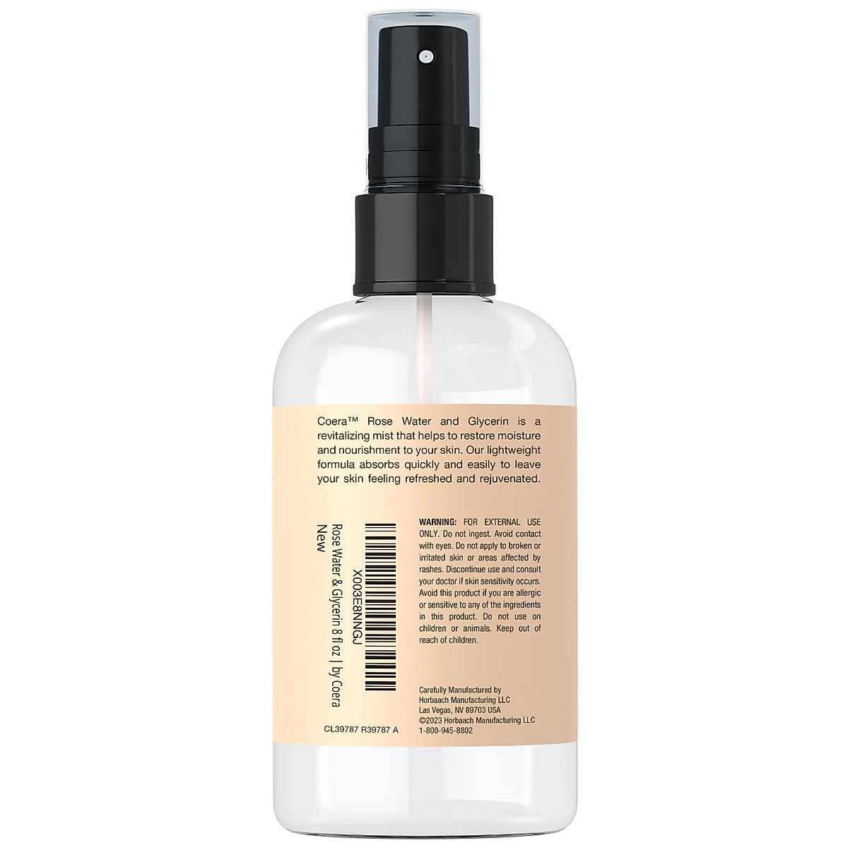 Coera Rose Water & Glycerin Spray for Face | 8 fl oz | Hydrating Facial Toner and Moisturizing Mist for Skin and Hair | Free of Parabens, SLS, & Preservatives | Packaging May Vary