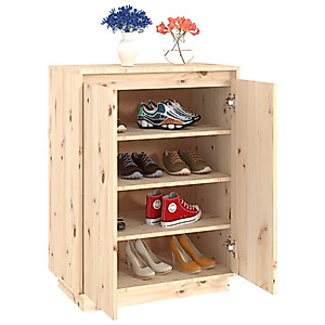 VRAXO Shoe Cabinet 23.6"x13.8"x31.5" Solid Wood Pine,Shoe Racks & Organizers-31.79lbs