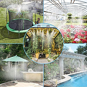 YuYo Misting System, Misters for Outside Patio, 59FT Misting Line +19 Brass Mist Nozzles + 3/4" Brass Adapter Outdoor Misters System for Patio Greenhouse Garden Gazebo Poolside Umbrella Trampoline