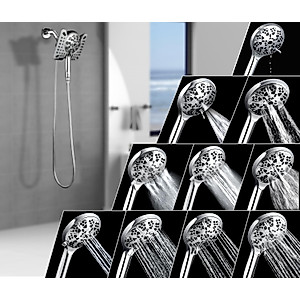 INAVAMZ 2-IN-1 Shower Heads with Handheld Spray Combo: 7.5 Inch Rainfall Shower Head & 10 Settings Hand Held Shower Head, Detachable Shower Head with Hose Lifetime Shower Head Warranty