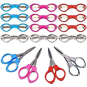 Folding Scissors,16 Pack Safe Portable Travel Scissors,Foldable Small Scissors Small Sewing Scissor,Stainless Steel Telescopic Cutter Used for Home Office