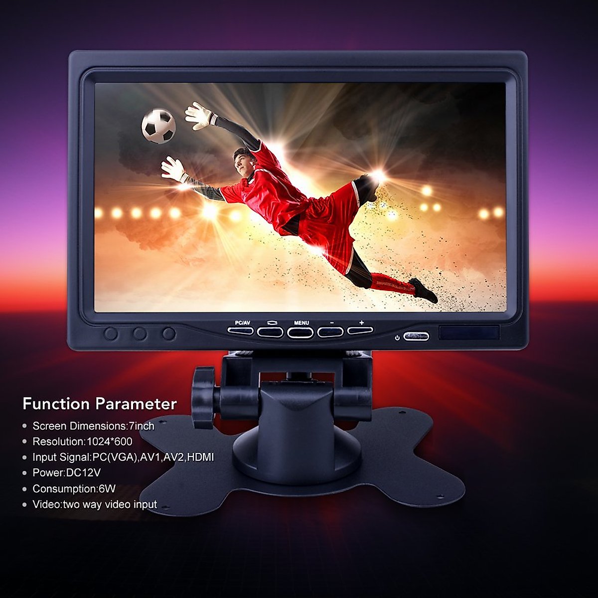 Kuman 7 Inch IPS Display 1024x600 LCD Screen Computer Monitor for PC Laptop Raspberry Pi 4 3 2B B RPI 1 B+ A+ with HDMI VGA Input, DVD VCR Car and Remote HDMI Cable SC7J