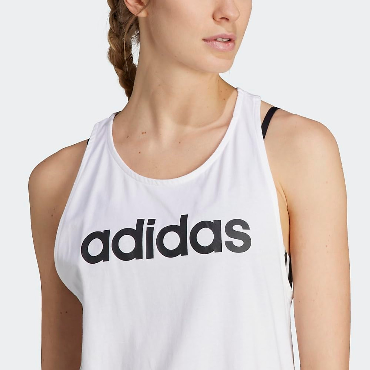 adidas womens Linear Tank White/Black Large