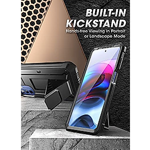 SUPCASE Unicorn Beetle Pro Series Case for Moto G Stylus 5G 2022 [Not Fit 4G Version], with Built-in Screen Protector Full-Body Rugged Belt Clip & Kickstand Case (Black)
