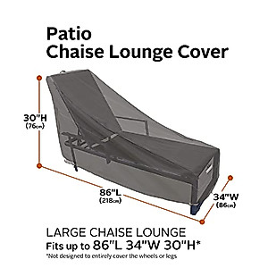 Classic Accessories Ravenna Water-Resistant 86 Inch Patio Chaise Lounge Chair Cover, 2-Pack, Patio Furniture Covers