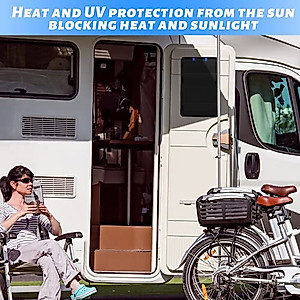 DAIKOU RV Door Window Shade, Foldable Velcro Blackout Cover, UV Rays Protection Camper Trailer Fits for Most Interior Waterproof Thickened Oxford Fabric Black
