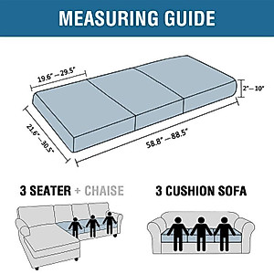 H.VERSAILTEX Super Stretch Individual Seat Cushion Covers Sofa Covers Couch Cushion Covers Slipcover Sets Thick Jacquard Textured Twill Fabric (3 Piece Sofa Cushion Covers, Island Fossi)