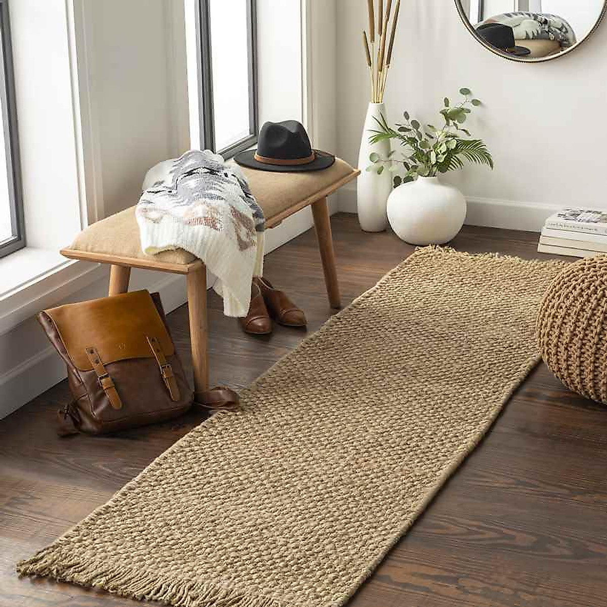 BROOKS DECOR Area Rugs, 2x3 Solid and Border Brown Area Rug Carpet for Living Room, Bedroom or Kitchen (2' x 3')
