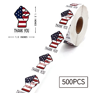 Littlefa 1.5” Thank You with America Flag Design Stickers,Thank You Stickers,Bakeries Stickers,Handmade Stickers,Small Business Stickers, Envelopes Stickers, Gift Bags Packaging 500 PCS