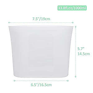 Annaklin Reusable Silicone Food Storage Bags Quart 4 Pack, Stand Up Ziplock Reusable Freezer Sandwich Bag Containers for Food Travel, Freezer Microwave Oven Dishwasher Safe, Translucent, 33.8fl.oz