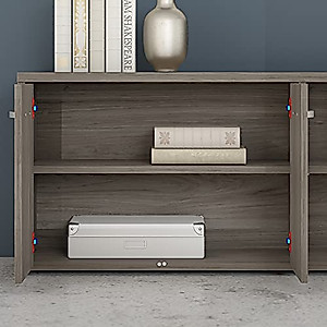 Bush Business Furniture Studio C Low Storage Cabinet with Doors and Shelves, Modern Hickory