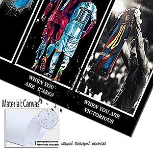 Yasswete Soccer Superstar Lionel Messi Poster Be Strong Be Brave Be Humble Poster Legendary Motivational Wall Art Posters for Livingroom Gym Football Fans Gift 12X18inch Unframed